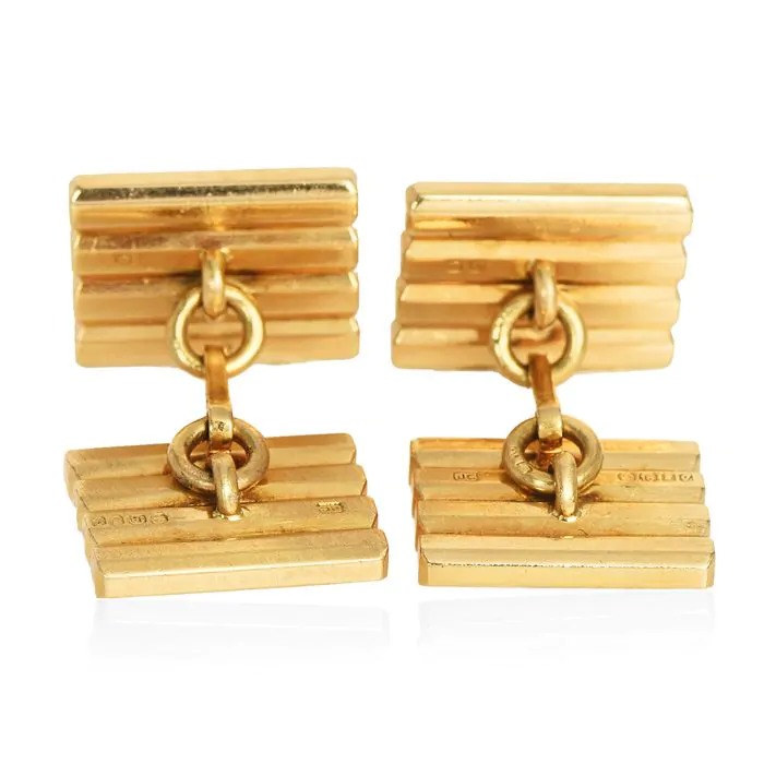 Cartier Vintage 18K Yellow Gold Four Bar Textured Tuxedo Cartier Vintage 18K Yellow Gold Four Bar Textured Tuxedo